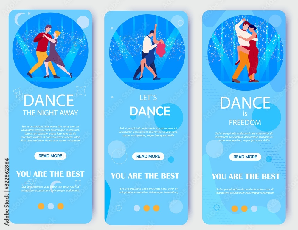 Lets Dance Night Away Banner. Dancing School Classes Advertisement ...