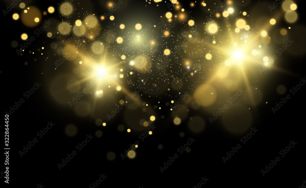 Vector Gold Sparkles, magic, bright light effect on a transparent ...
