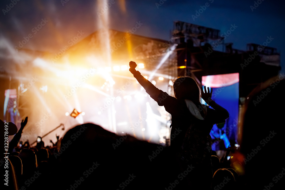 Music fan enjoying night perfomance of famous artist on stage Stock ...