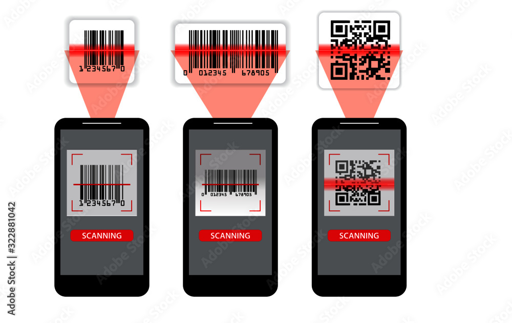 set of various bar code or set of packaging label bar code or qr codes ...