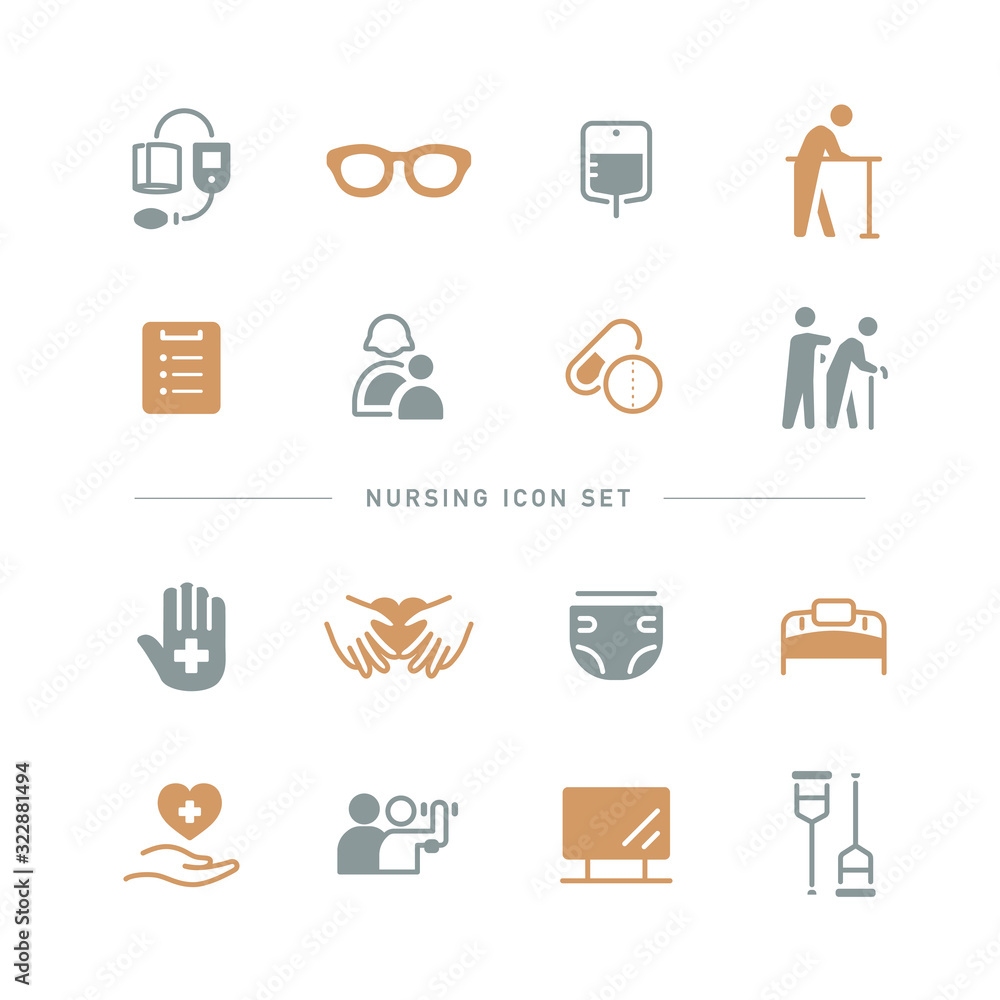 NURSING ICON SET Stock Vector | Adobe Stock