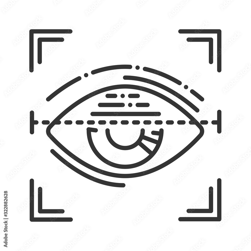 Eye identification black line icon. ID and verifying person. Concept of ...