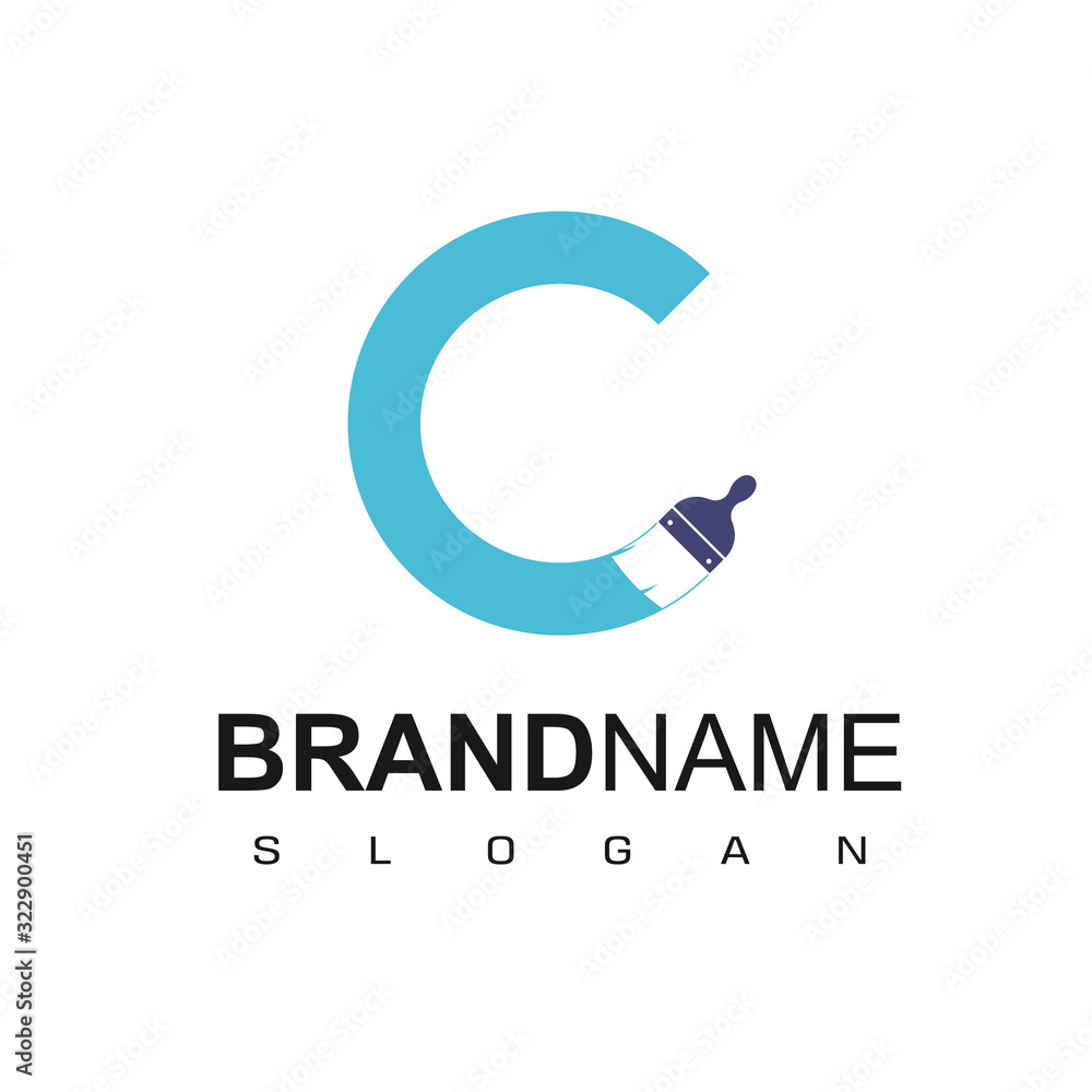 Letter C Painting Logo Design Inspiration Stock Vector | Adobe Stock