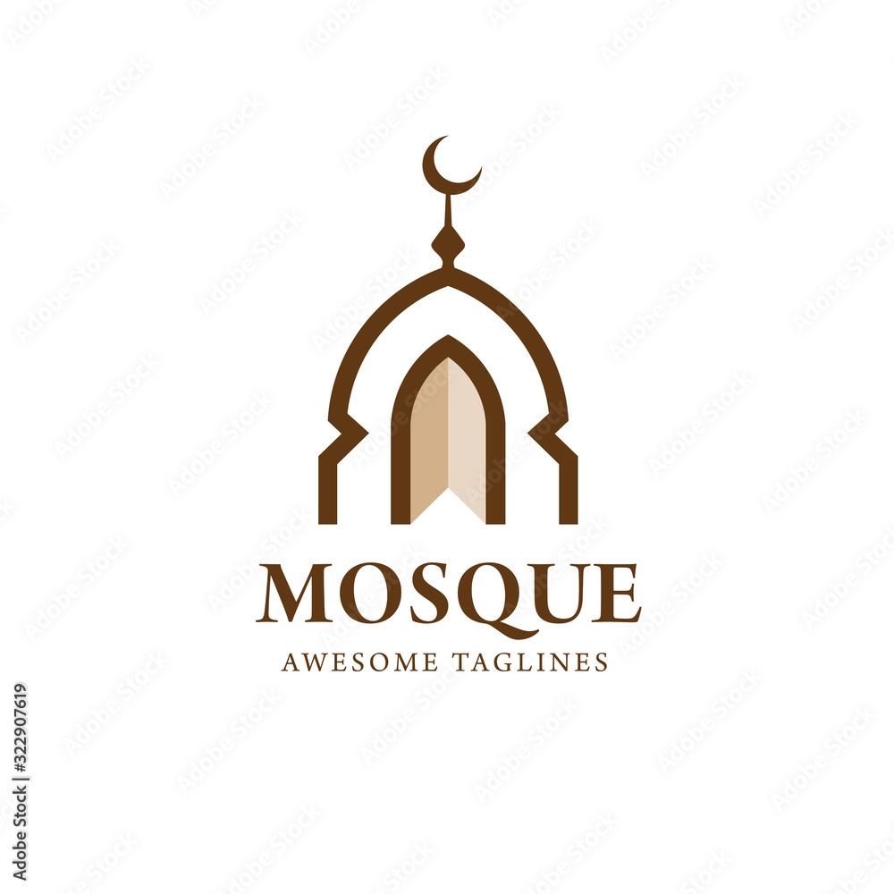 simple minimalist mosque building logo vector simple luxury icon ...