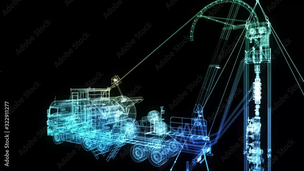 Truck machine for repair oil and gas field. Glow line formation of ...