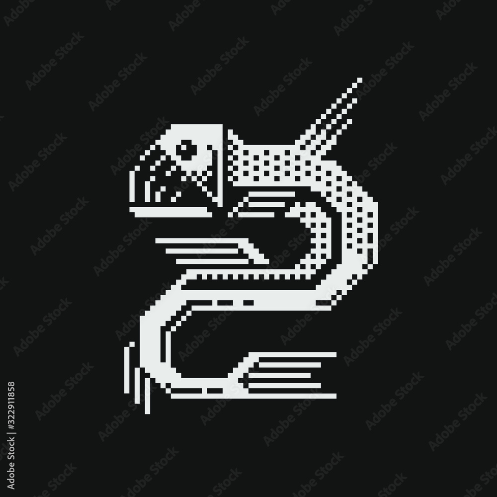 Fish pixel art icon, design for logo, sticker, stamp, web, logo shop ...