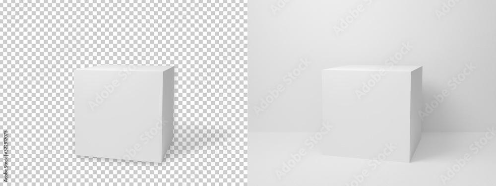 Abstract white cube isolated on transparent background with clipping ...