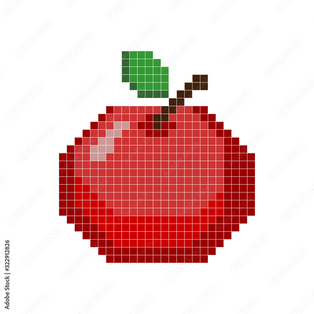 Vector apple. Pixel art. Illustration for games and applications. Stock ...