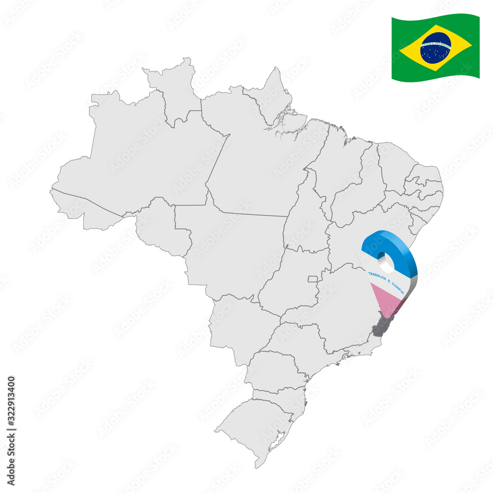 Vetor de Location of Espirito Santo on map Brazil. 3d Espirito Santo ...