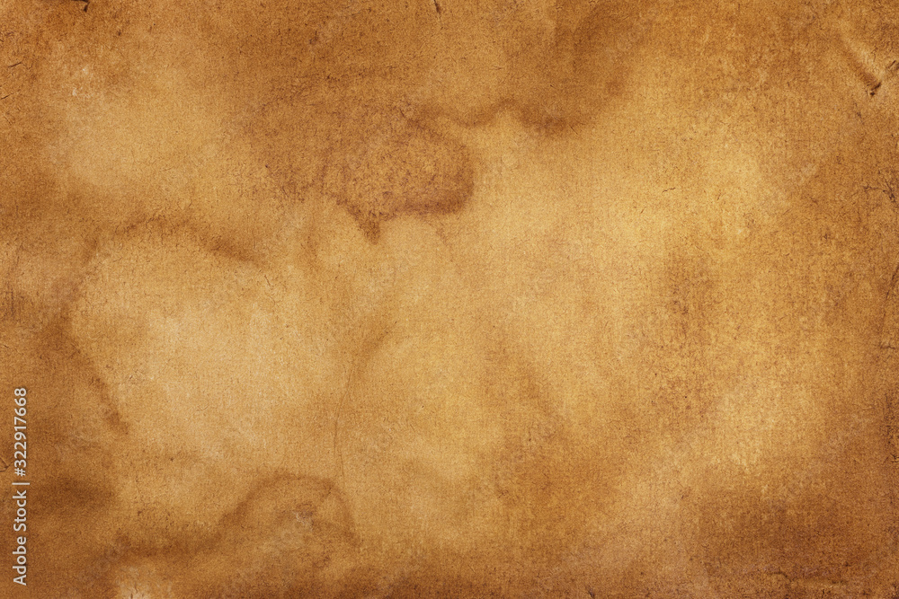 The surface of a brown crumpled stained old ancient vintage sheet of ...