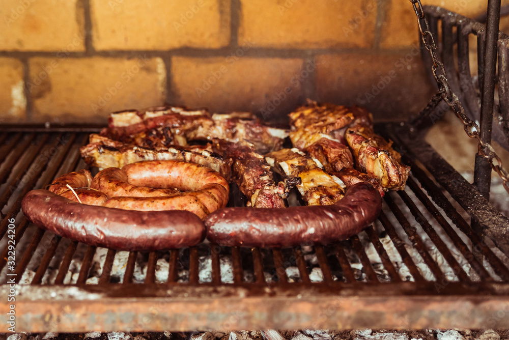 "Parrillada" Argentine barbecue make on live coal (no flame), beef ...