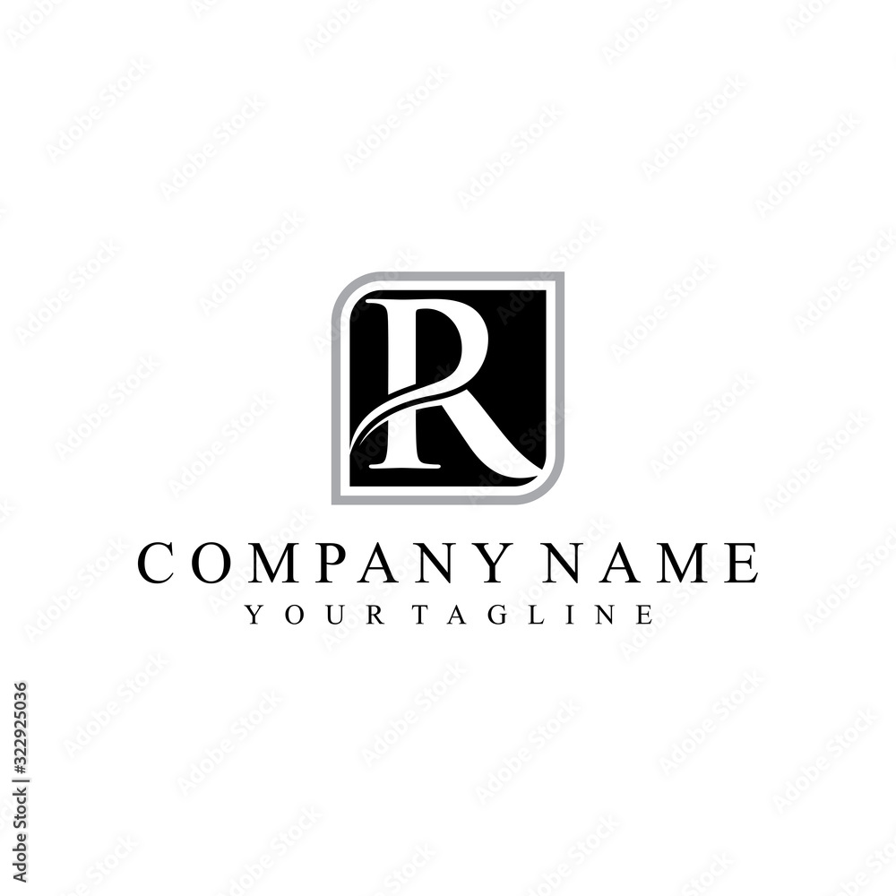 The initial letter r in the circle logo design template element ...