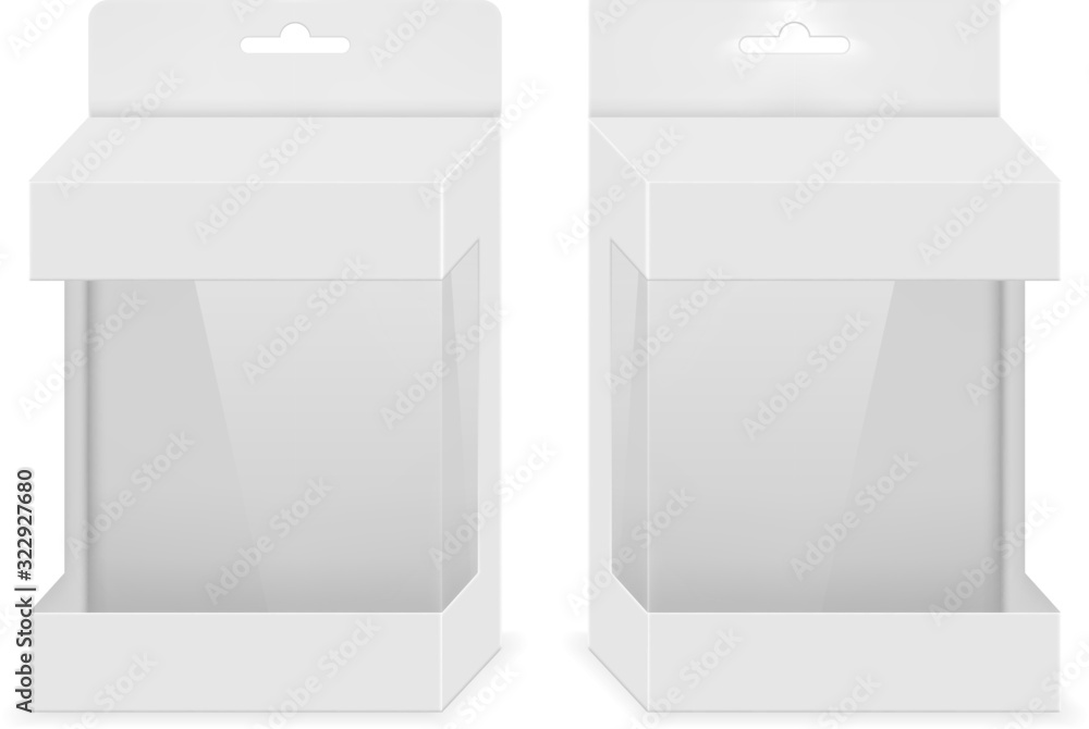 Paper white packaging box with transparent window and hanging hole ...
