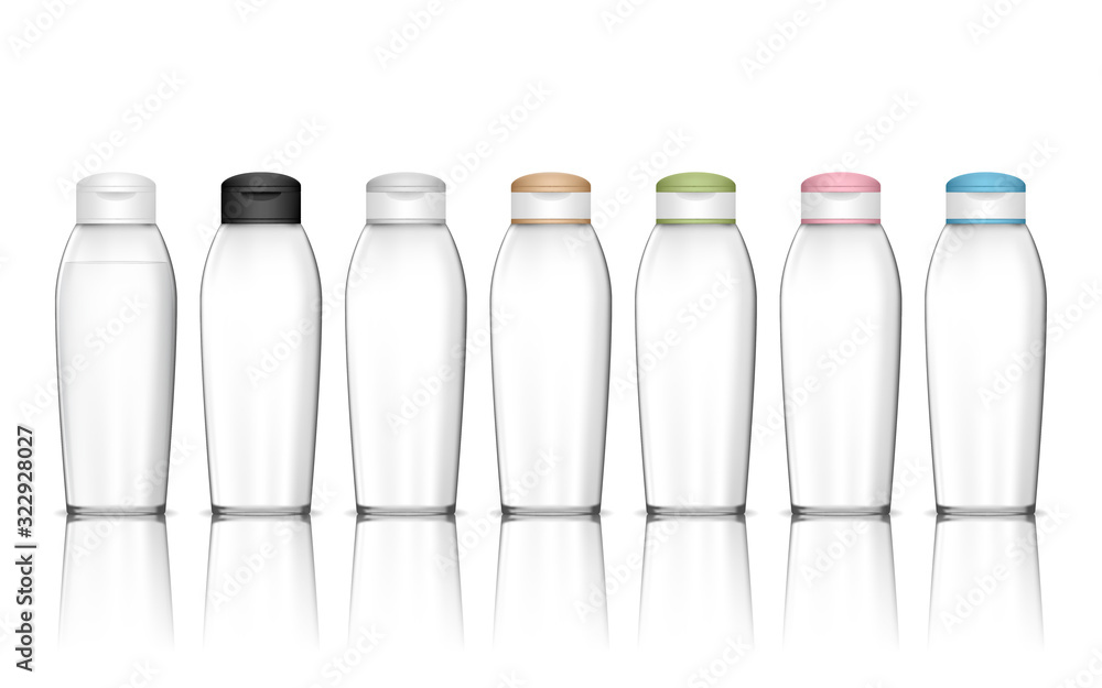 Transparent shampoo bottle isolated on white background. Liquid ...