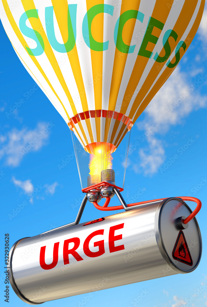 Urge and success - pictured as word Urge and a balloon, to symbolize ...