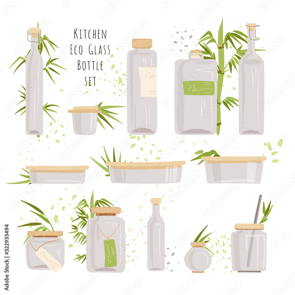 Vector Set of glass Rectangular Glass Containers - Food Storage ...