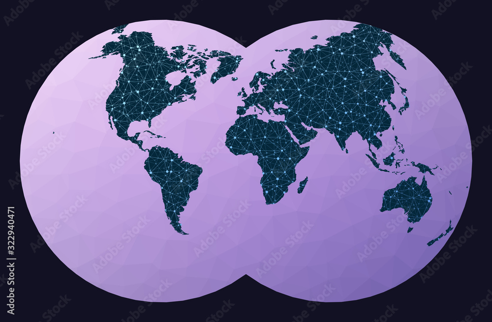 Vetor de Internet and global connections map. Van der Grinten IV ...