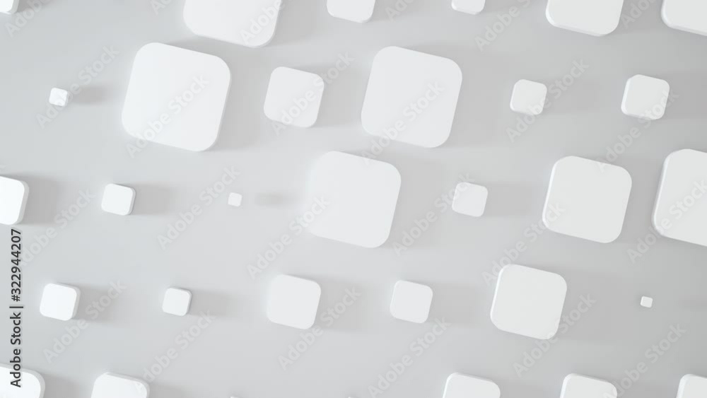Abstract 3D white cubes scale and rotating around. Animation shapes ...