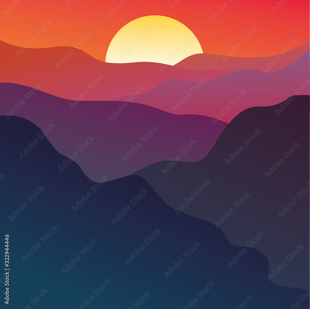 Sunset In Hills Drawings