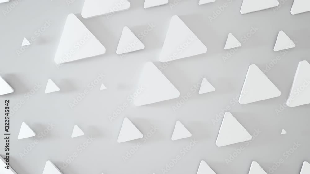 Abstract 3D white triangle scale and rotating around. Animation shapes ...