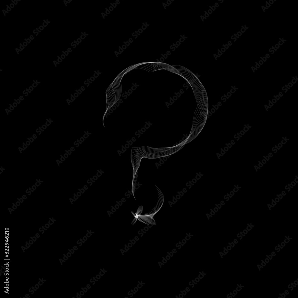 Realistic question mark shaped vectors with tiny bird wing on Dark ...