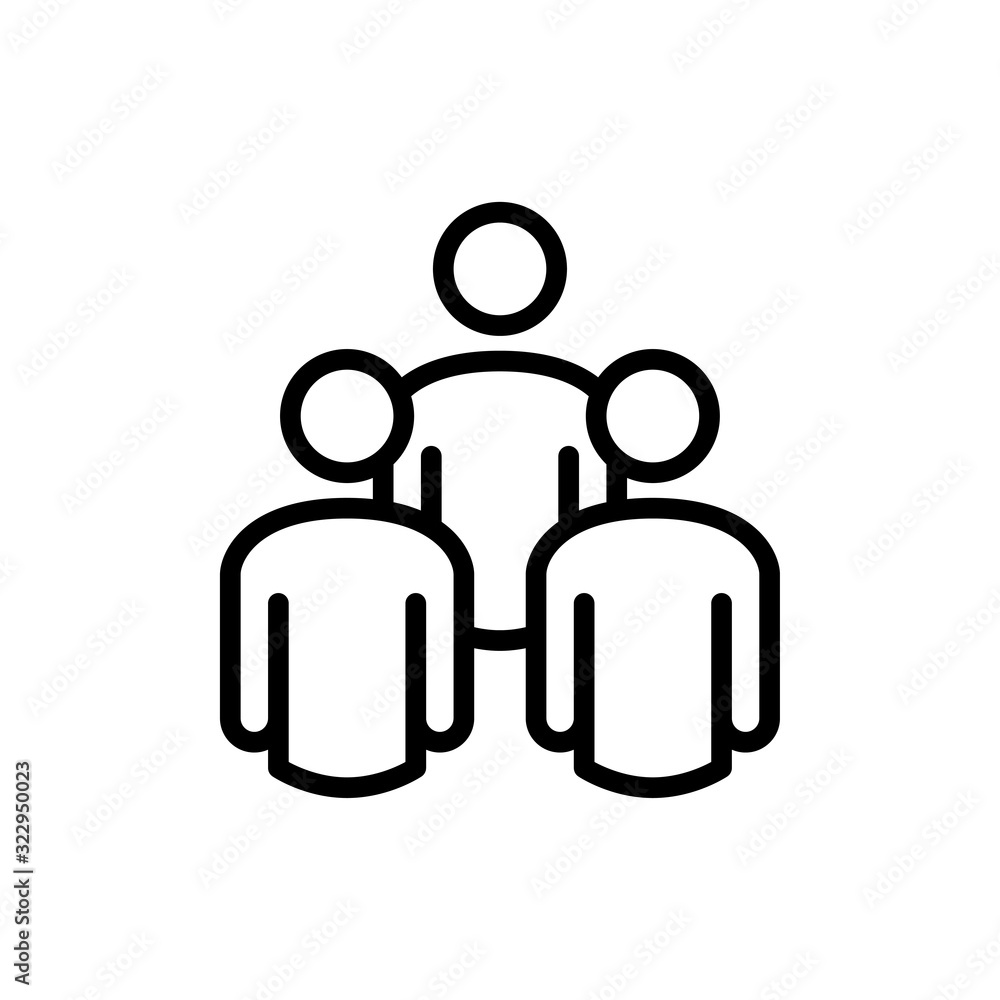 Símbolo trabajo en equipo. Icono plano lineal grupo de gente en color ...