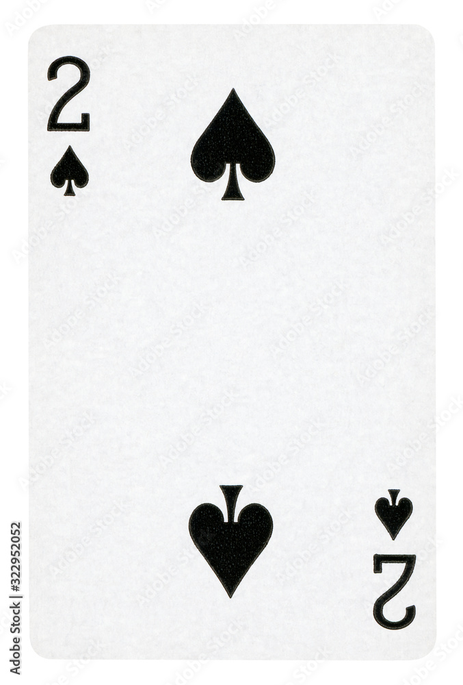 Two of Spades playing card - isolated on white (clipping path included ...