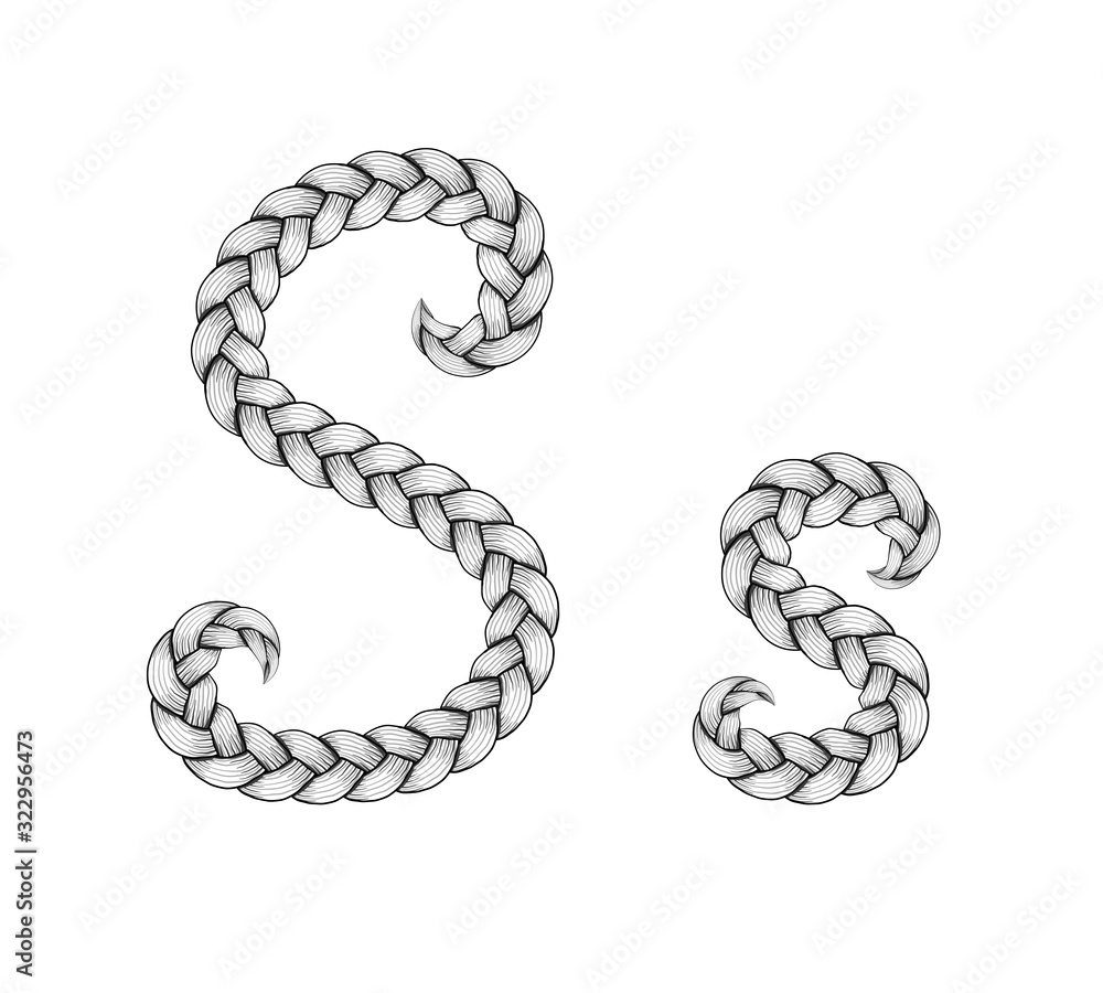 Braids hair font Stock Vector | Adobe Stock
