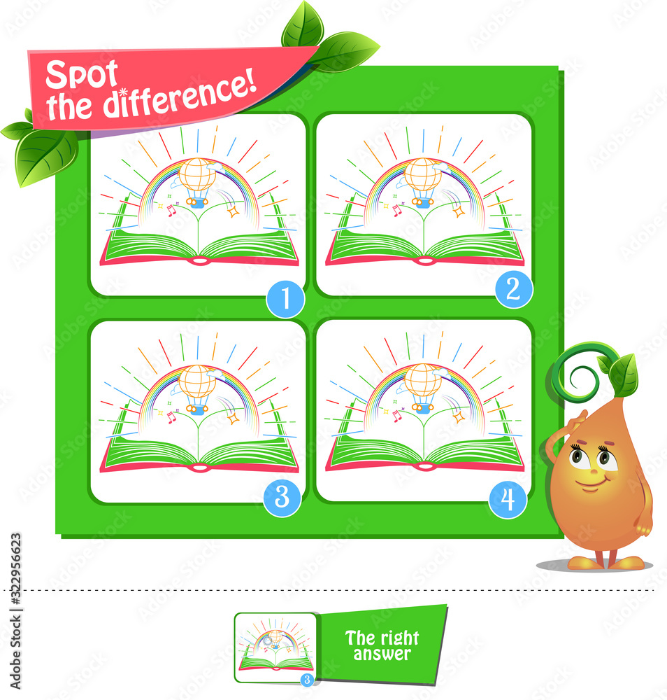 spot the difference open book Stock Vector | Adobe Stock