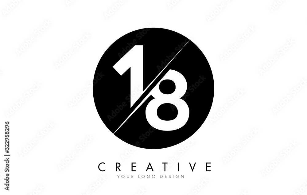 18 1 8 Number Logo Design With A Creative Cut And Black Circle 18-1-8-number-logo-design-with-a-creative-cut-and-black-circle