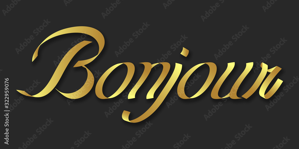 bonjour hand drawn lettering phrase illustration Stock Photo | Adobe Stock