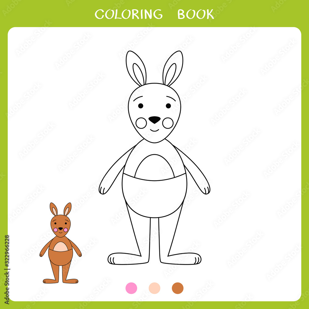 Simple educational game for kids. Illustration of kangaroo for coloring ...