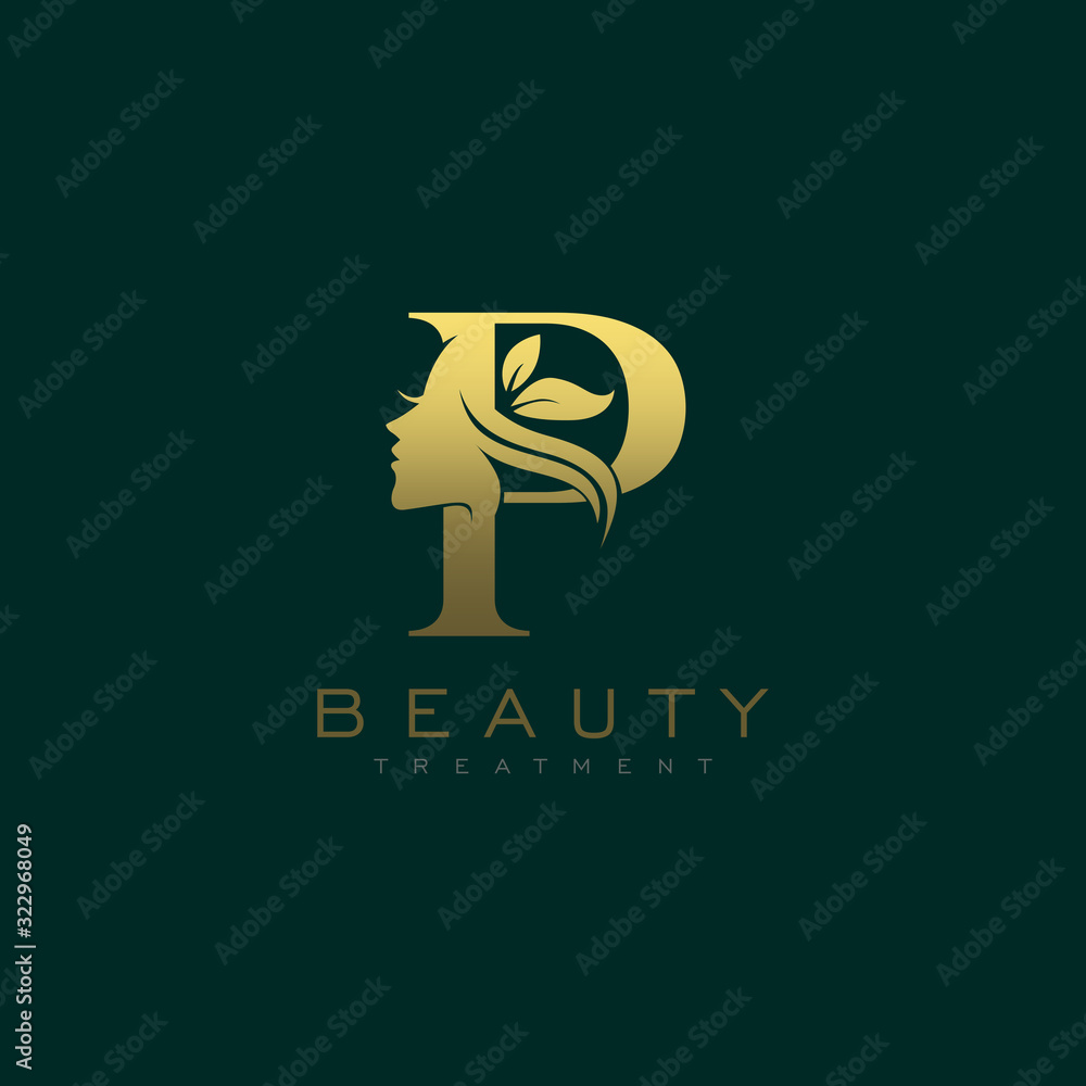Letter P Luxury Beauty Face Logo Design Vector Stock Vector | Adobe Stock