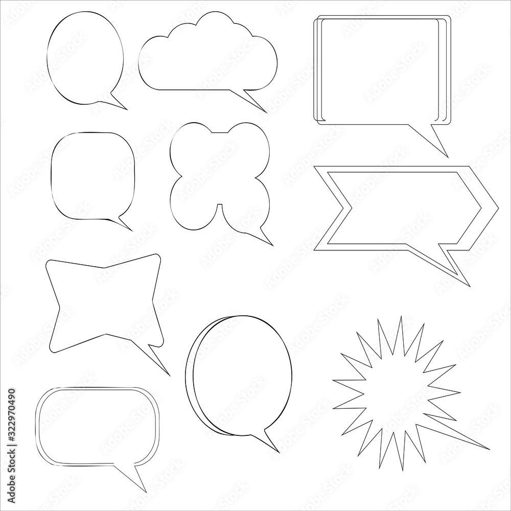 Dialog box icons with different shapes. Vector. Stock Vector | Adobe Stock