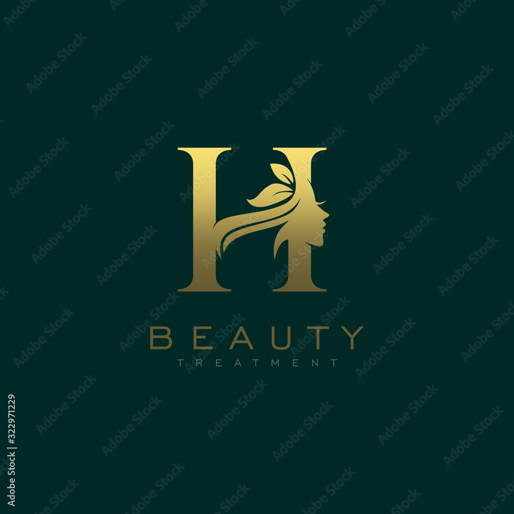Letter H Luxury Beauty Face Logo Design Vector Stock Vector | Adobe Stock