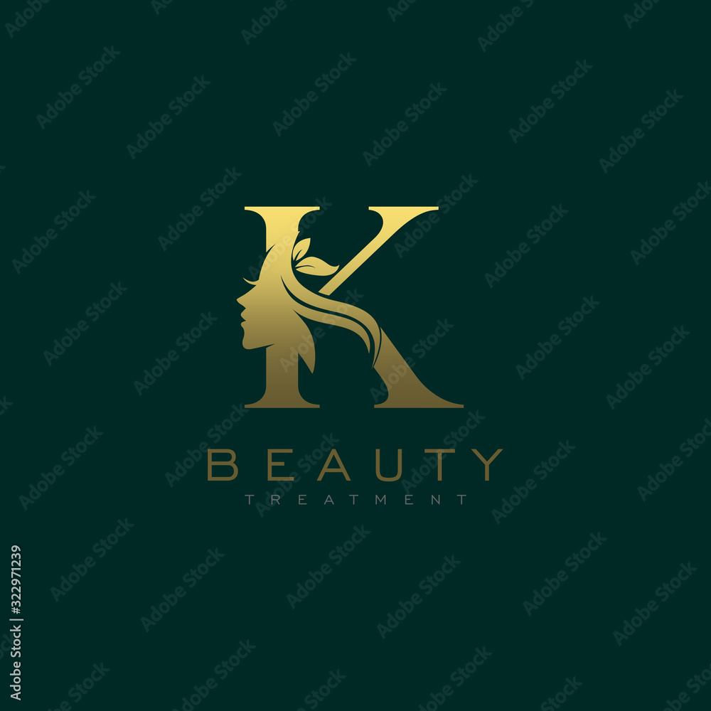 Letter K Luxury Beauty Face Logo Design Vector Stock Vector | Adobe Stock