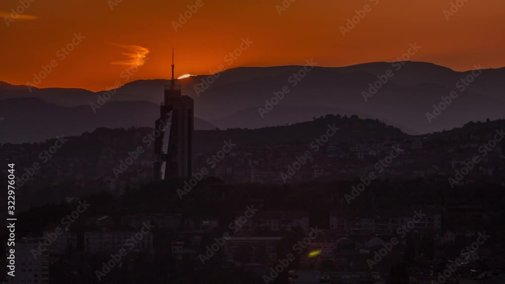 Sunset view of Sarajevo with tallest skyscraper from most popular ...
