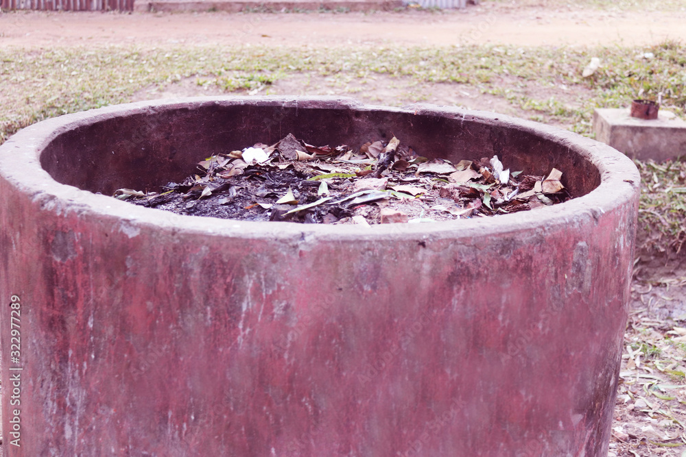 Street Dustbin Beside on Road for Public Uses.Trash cans dust bins on ...