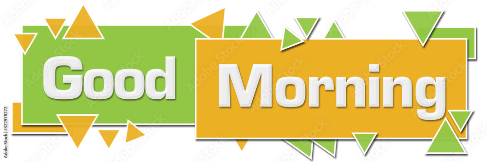 Good Morning Green Yellow Horizontal Squares Triangles Stock ...