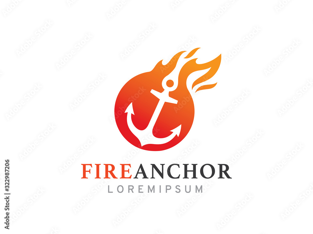 Fire anchor logo template design, icon, symbol Stock Vector | Adobe Stock