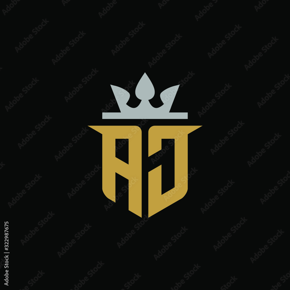 Initial Letter AJ with Shield King Logo Design Stock Vector | Adobe Stock