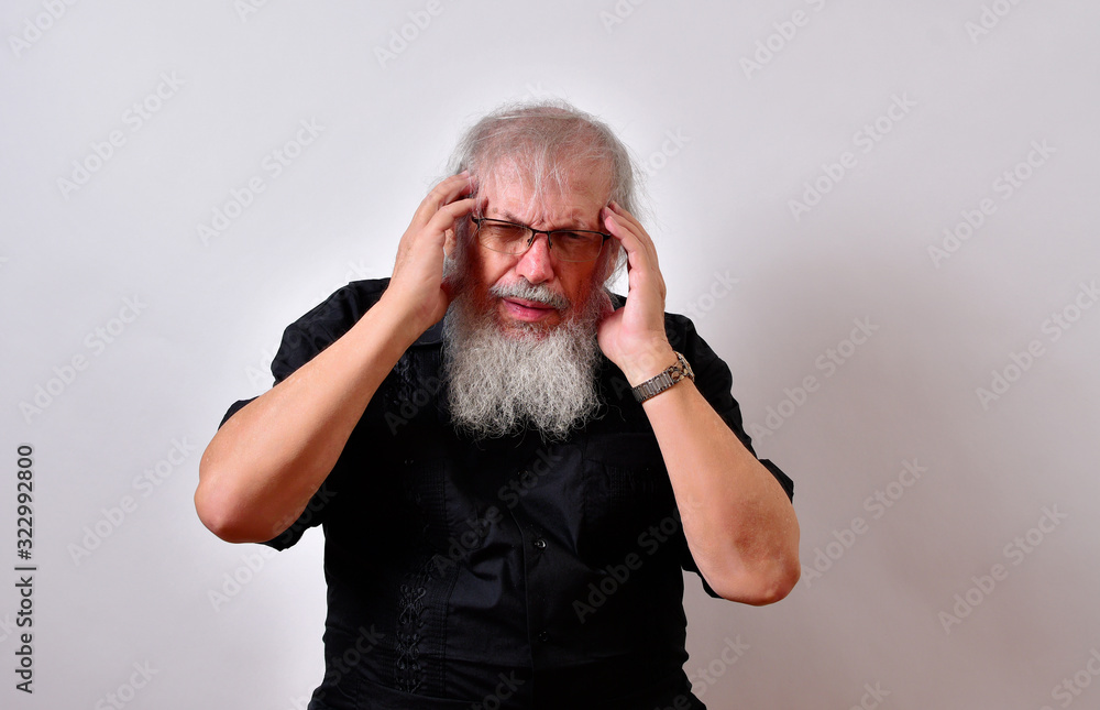 Old man in mental pain.Elderly gentleman is suffering from mental ...