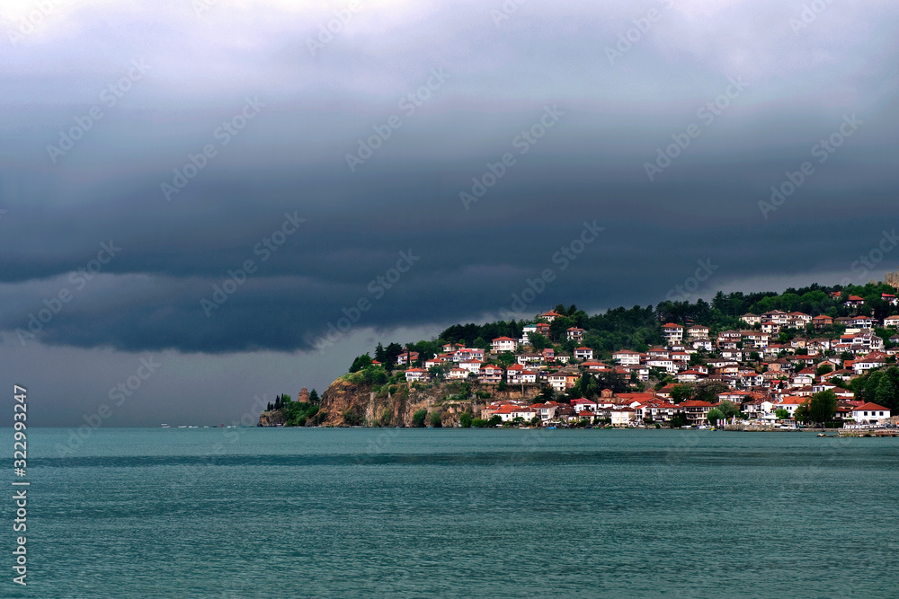 Der historische Stadtkern von Ohrid am Ohridsee/ Republik ...