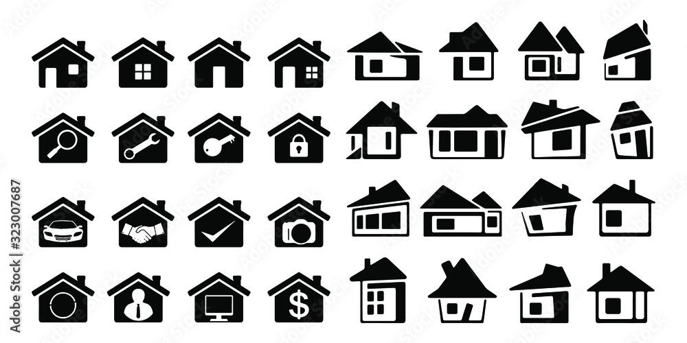 house icon set Vector illustration white background Stock Vector ...