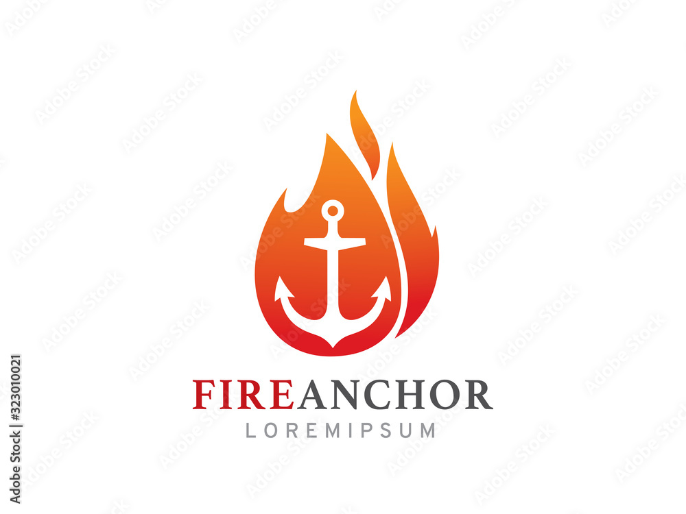 Fire anchor logo template design, icon, symbol Stock Vector | Adobe Stock