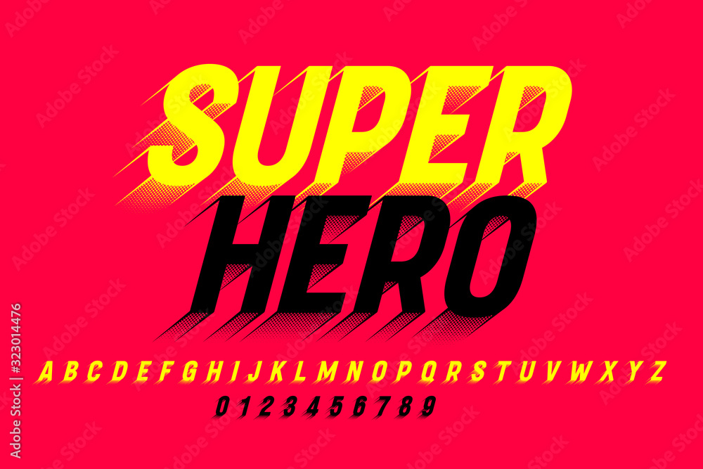 Super Hero comics style font, alphabet letters and numbers Stock Vector ...