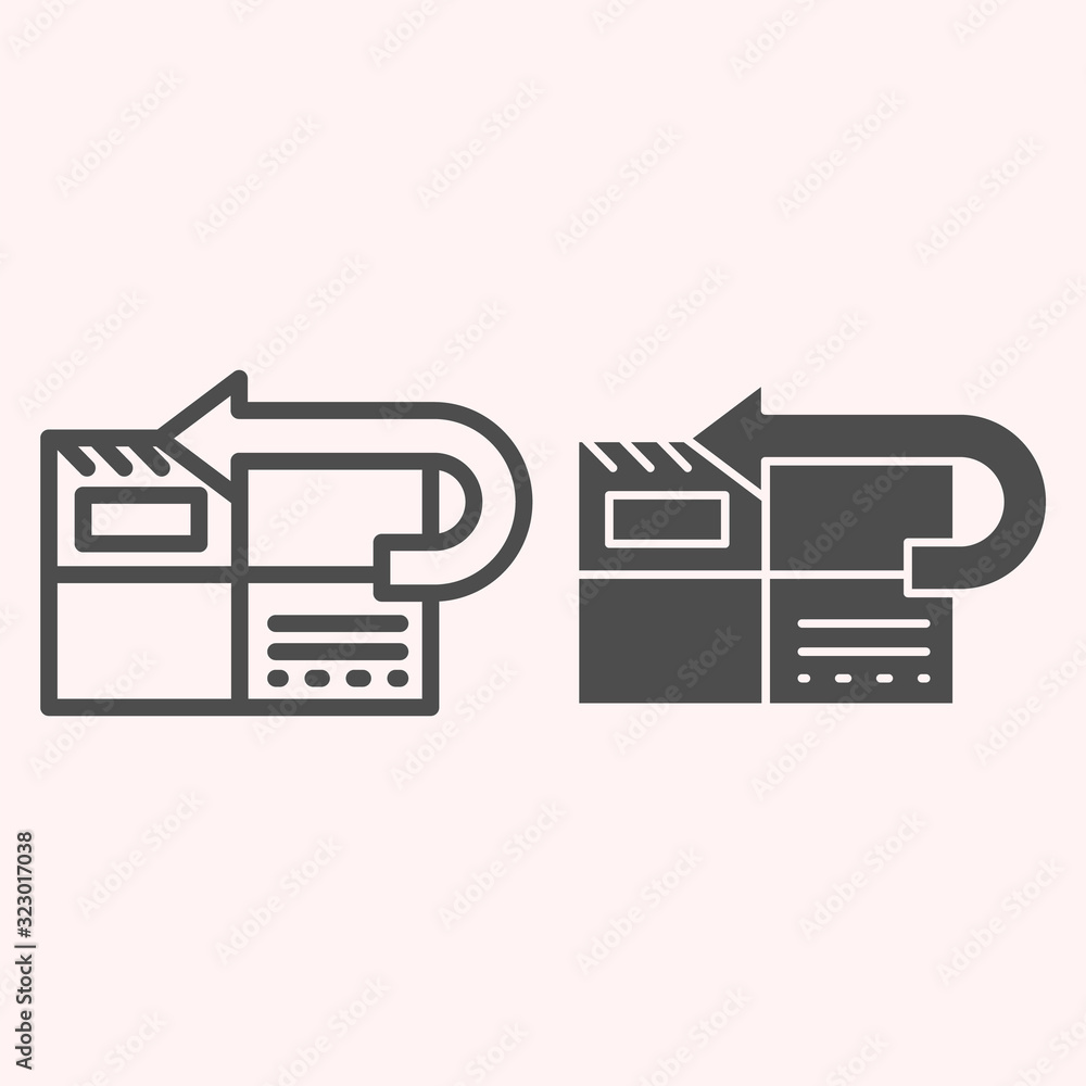 Return to sender line and glyph icon. Returned mail, envelope with ...