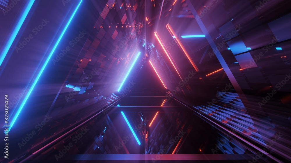 Laser show of glowing lines of neon lights Stock Illustration | Adobe Stock