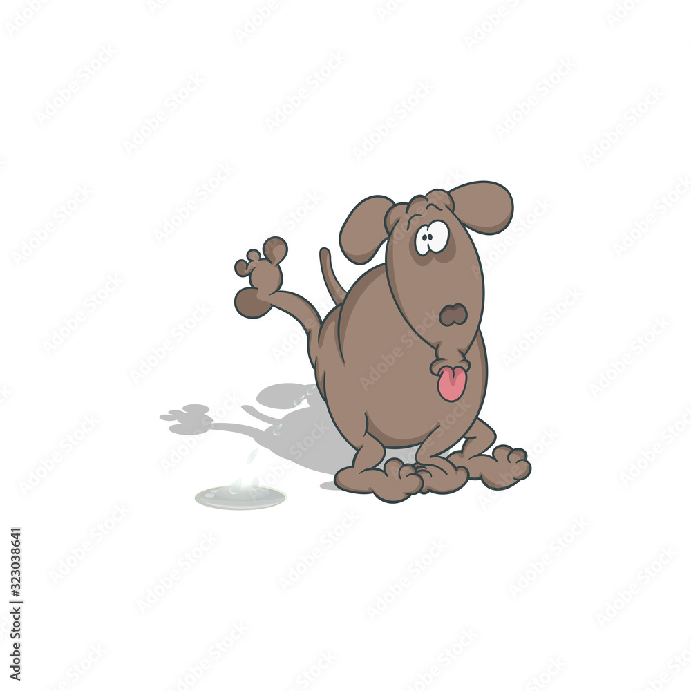 Cartoon dog pissing. Vector illustration with shadow. Stock Vector ...