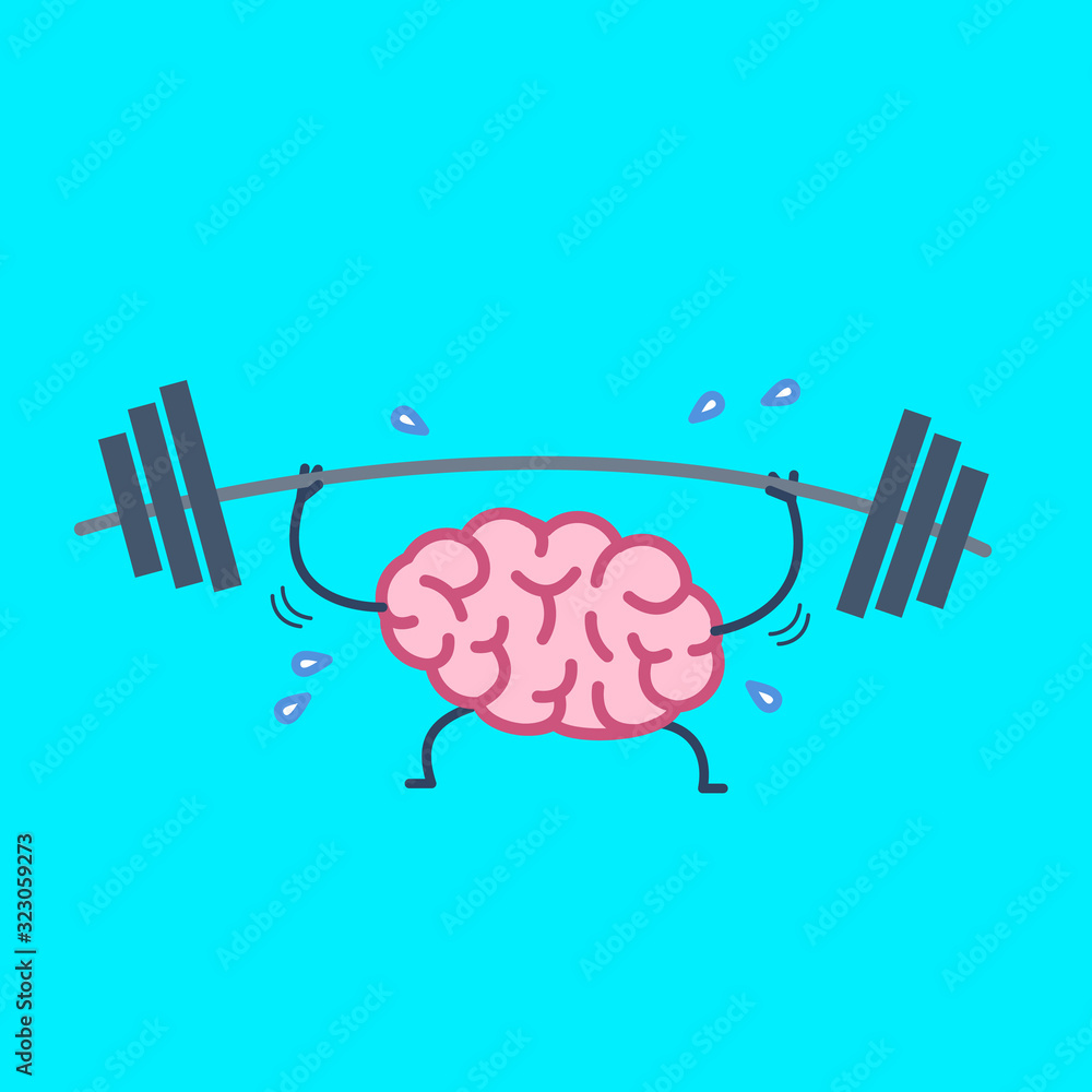 Brain workout. Vector concept illustration of hard working sweating ...